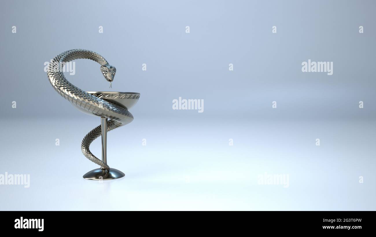 Poisoned Chalice Aesculapian Staff Stock Photo - Alamy