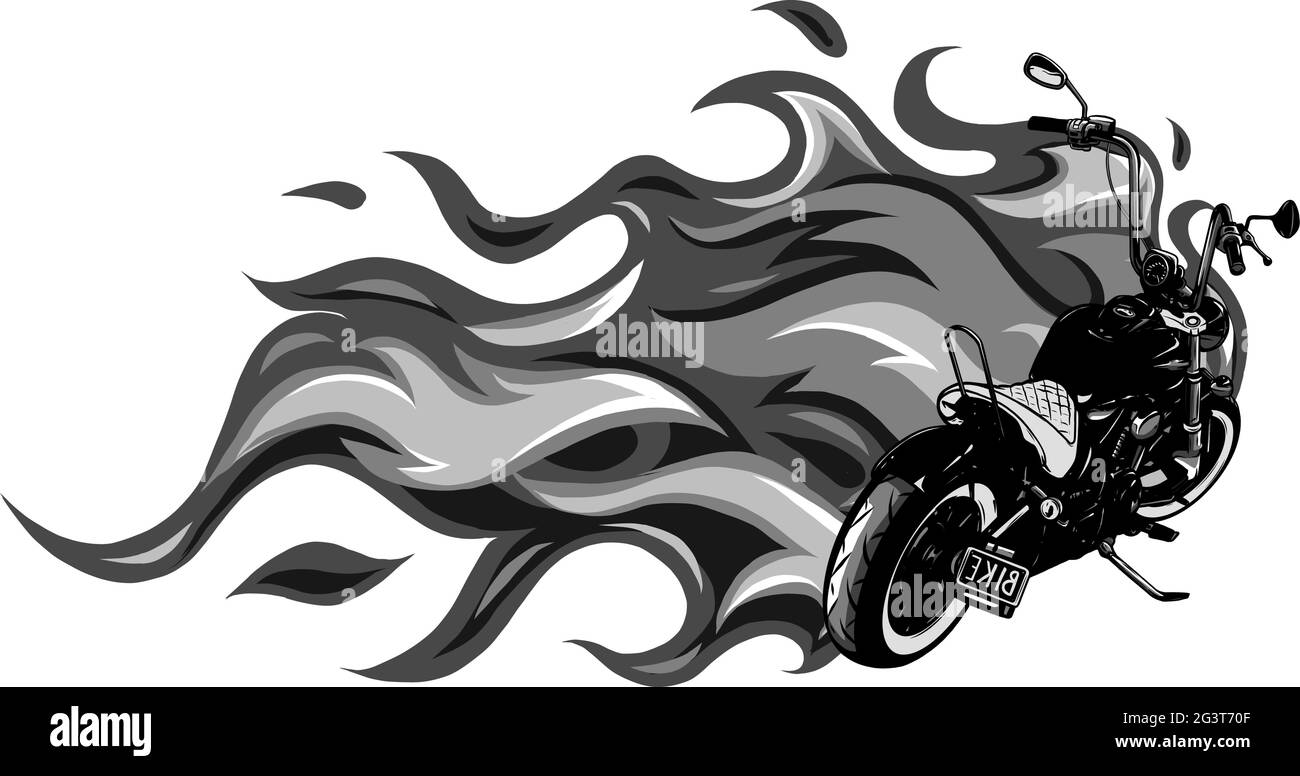 custom motorcycle with flames vector illustration design Stock Vector ...