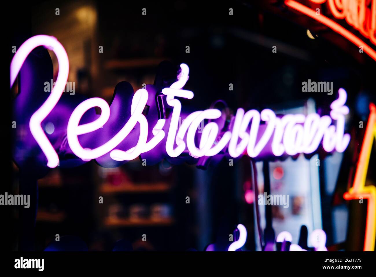 Fluorescent restaurant sign High Resolution Stock Photography and ...