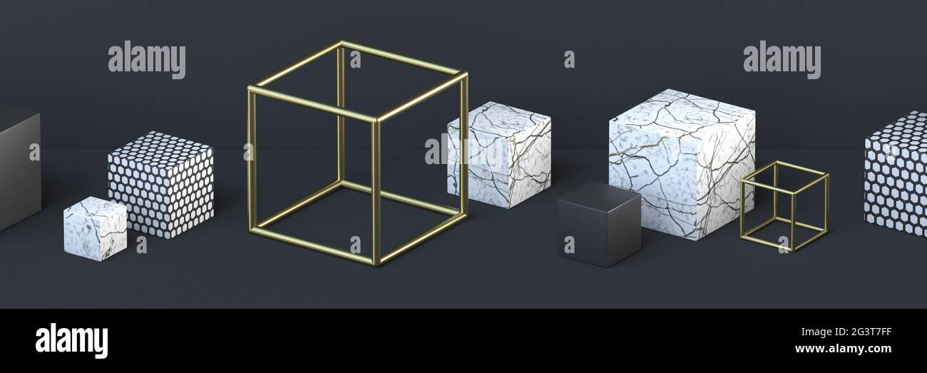 Abstract background golden wire, white marble and triangle pattern ...