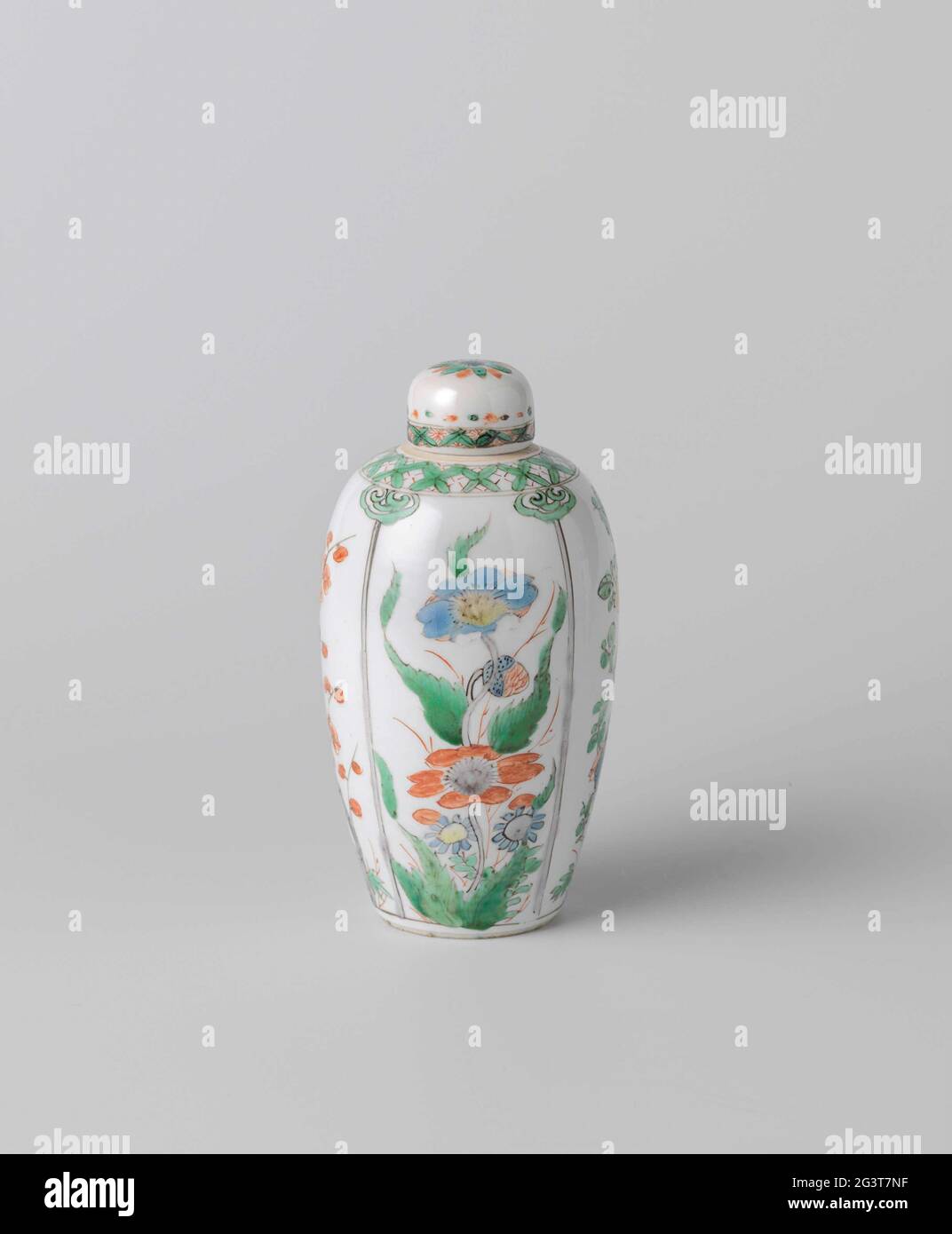 Ovoid Covered Jar With Flowering Plants in Panels. Egg-shaped porcelain ...
