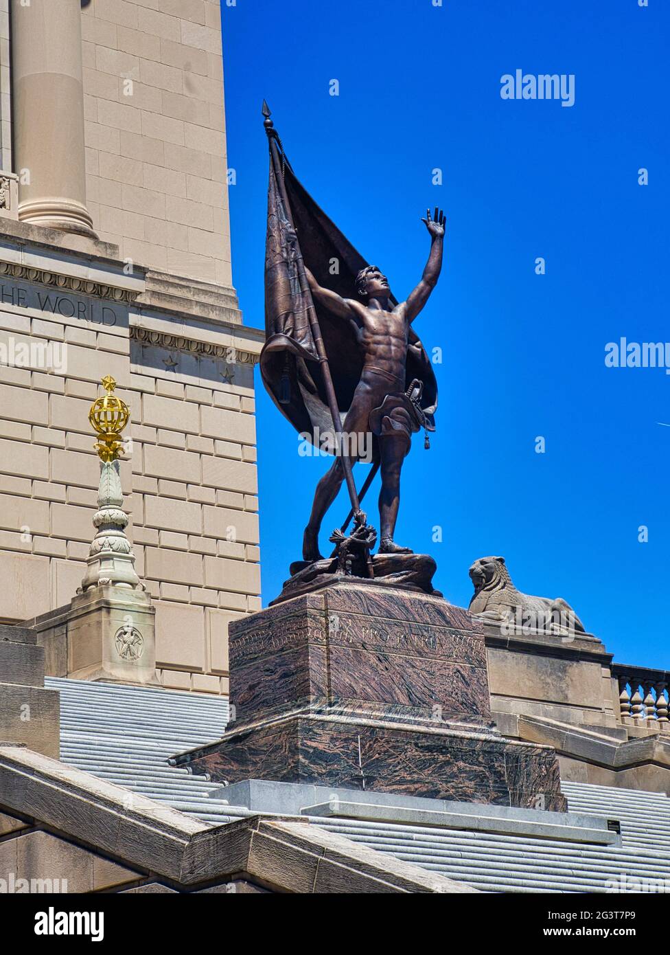 The Pro Patria standing i front of Indiana War Memorial in Indianapolis ...