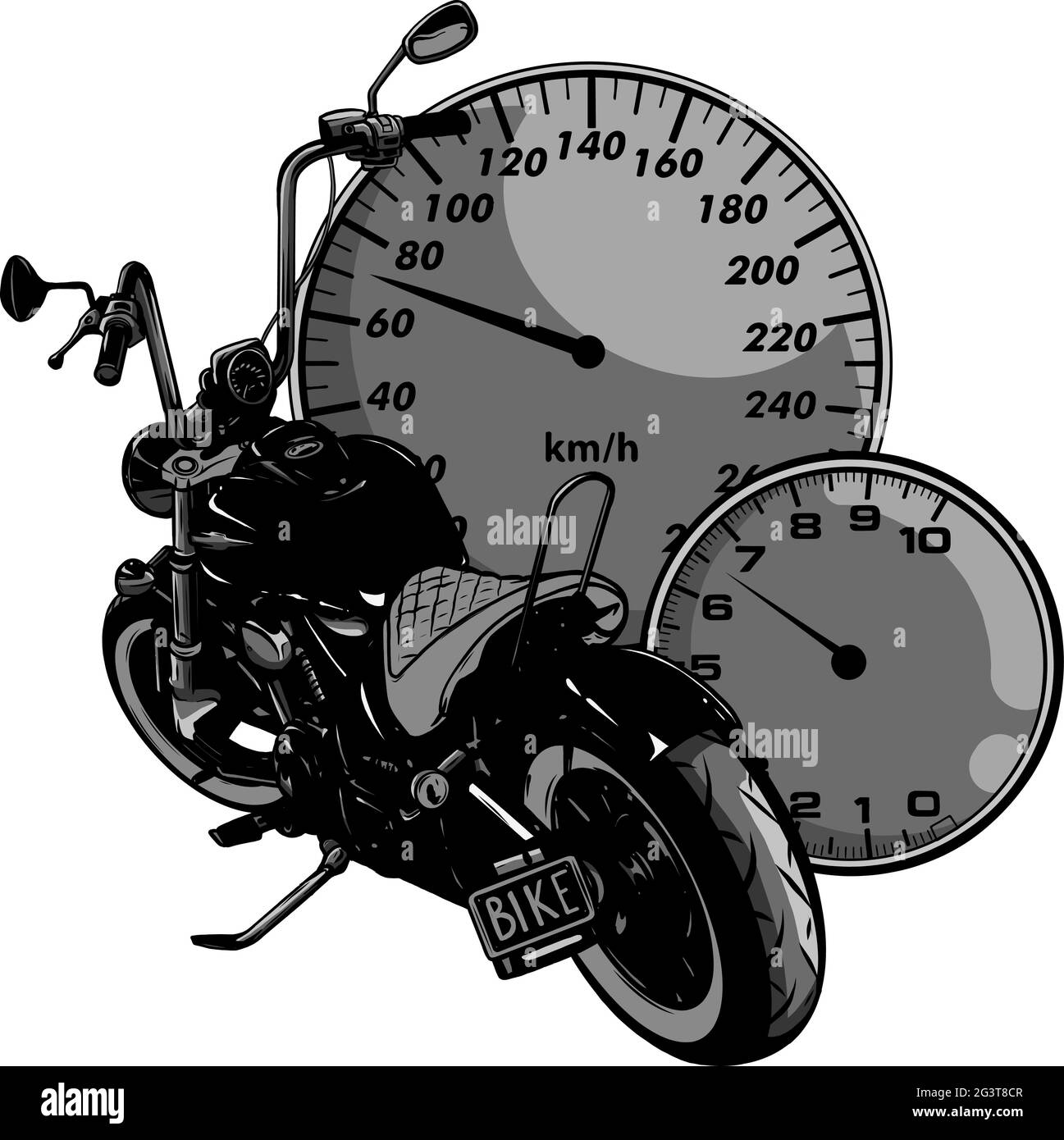 custom Motorcycle with speedometer vector illustration design Stock ...