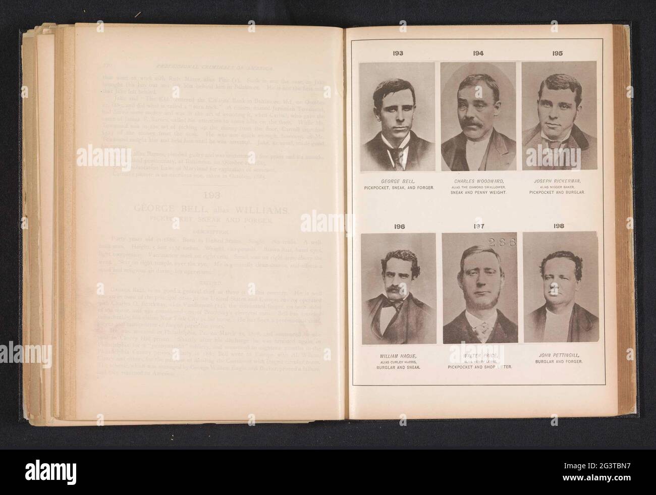 Six portraits of scammers and burglars. At the top left George Bell ...