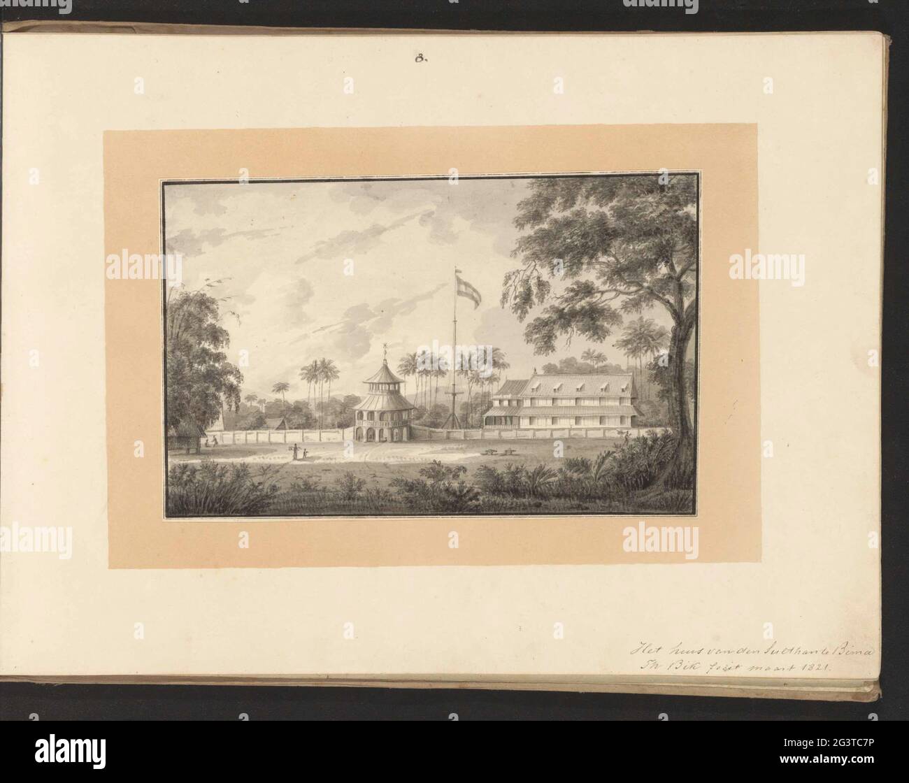 House of the Sultan in Bima. Leaf 3 from an album with 14 drawings and ...