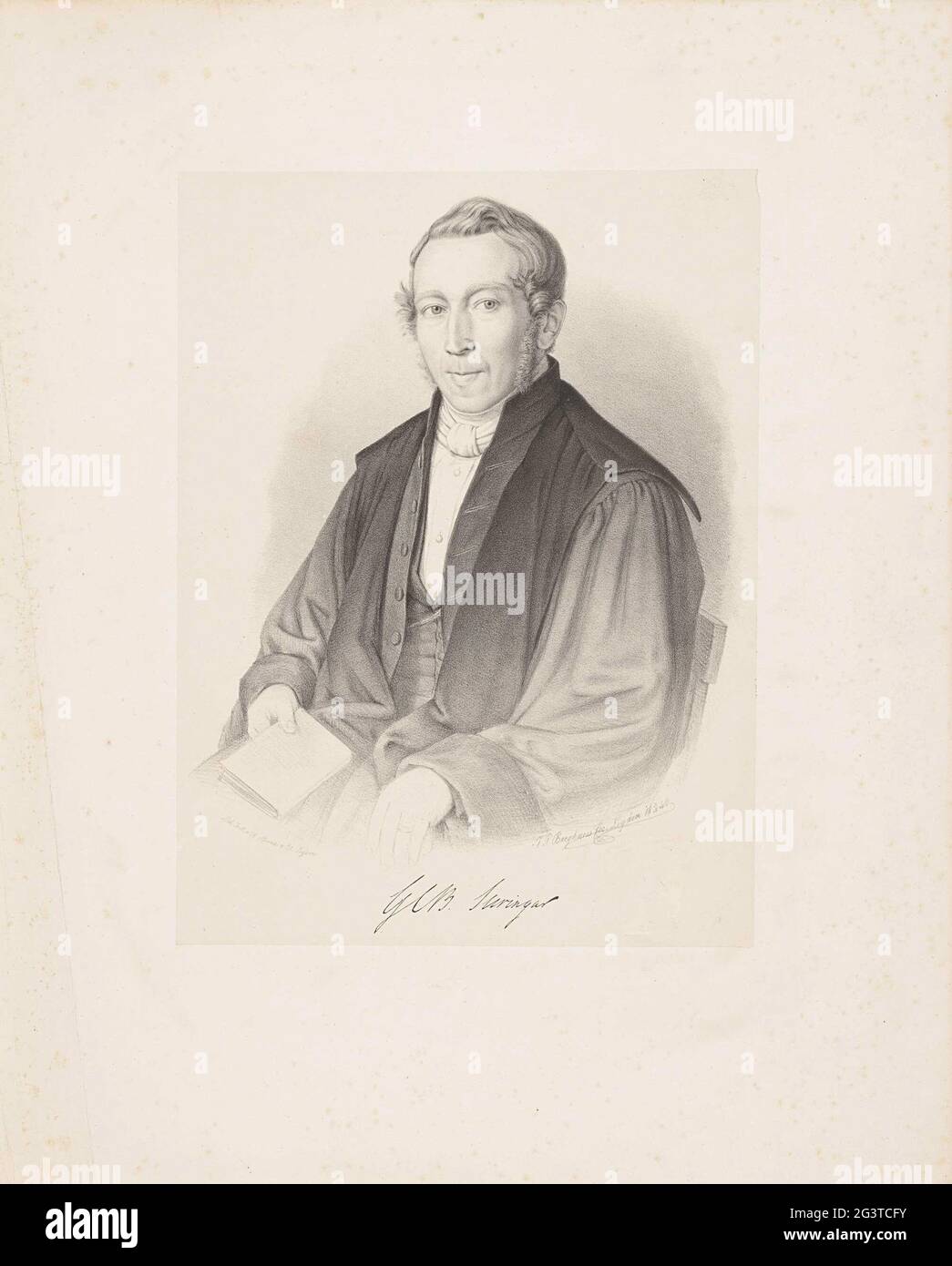 Portrait of Gerard Conrad Bernard Suringar. The portrait carries a gown ...