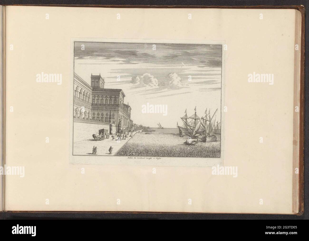 View of the palace of Cardinal Caraffa on the coast in Naples; Palais ...