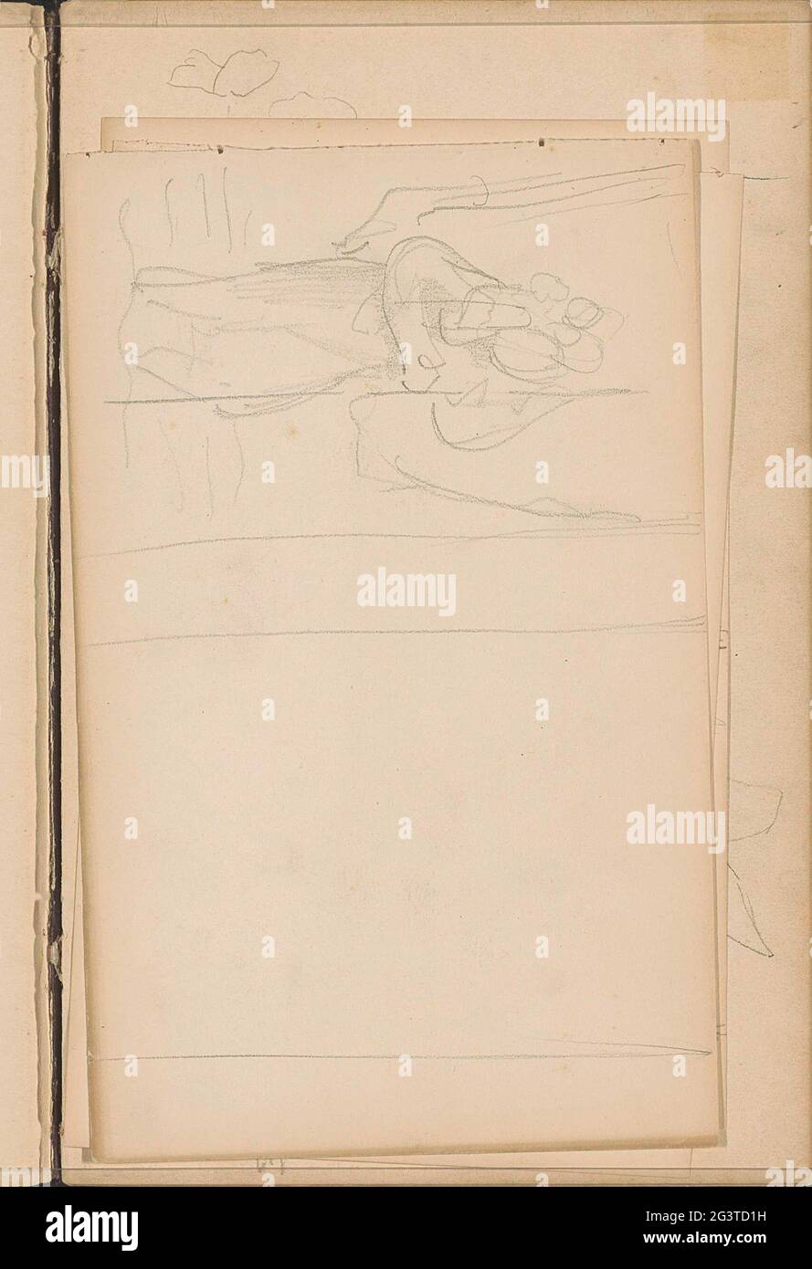 Standing figure in a robe. The figure has a stick or spear in hand ...
