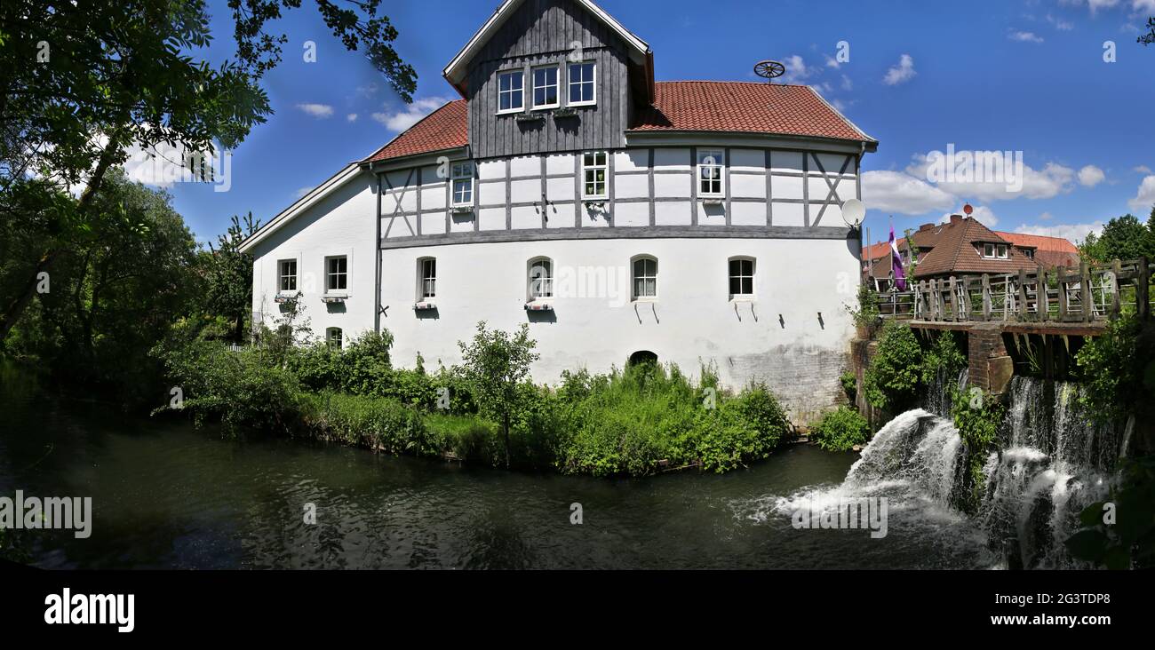 Dammed up Wipperau at the OldenstÃ¤dter mill Stock Photo - Alamy