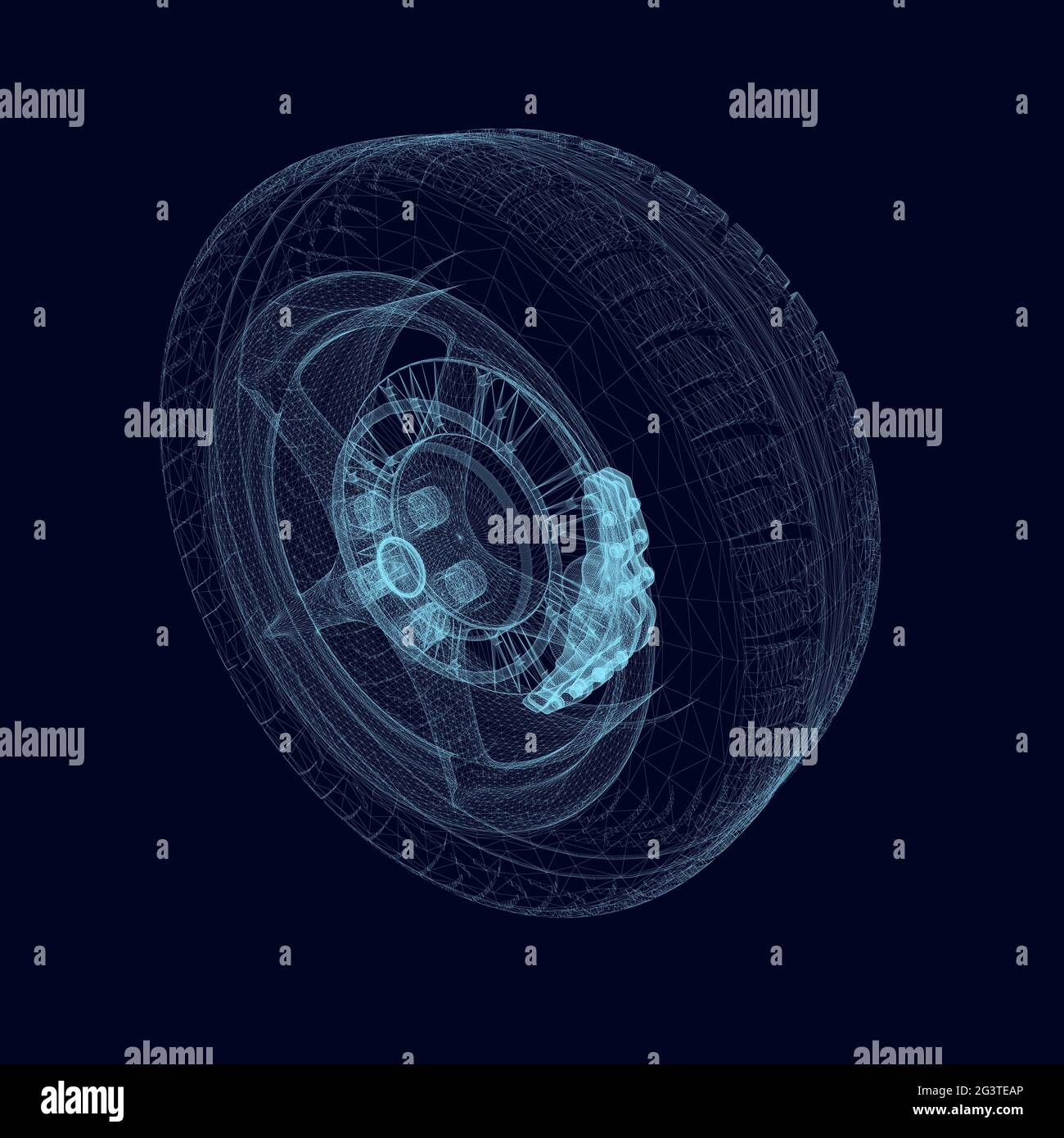 Car wheel wireframe on a dark background. Vector illustration Stock ...