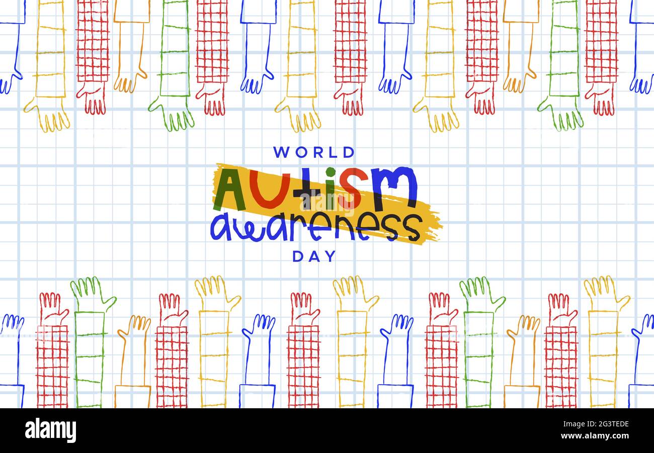 Autism Awareness Day greeting card illustration of colorful diverse ...