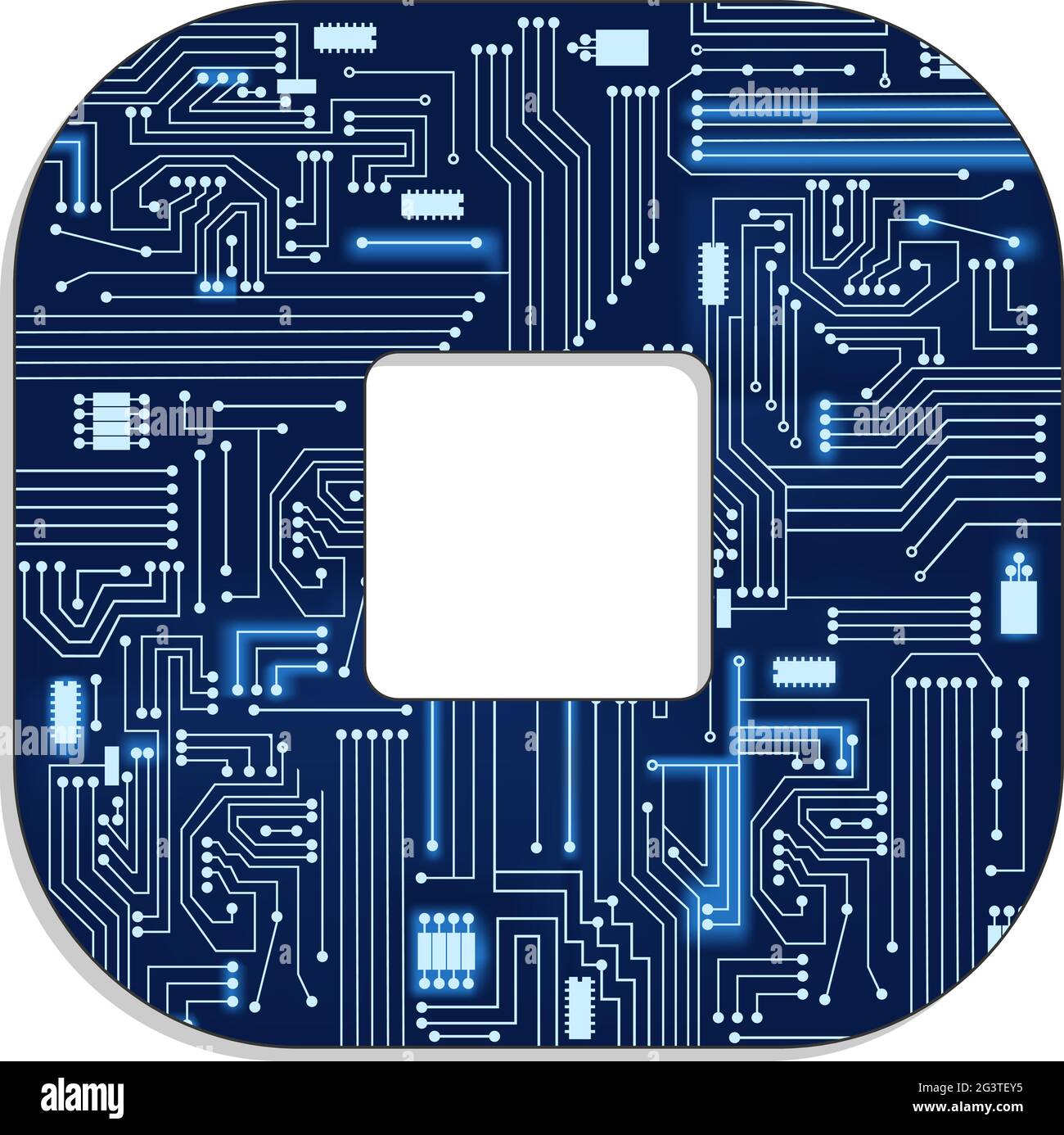 Letter "o" from technology's stylized alphabet with electronic circuit ...