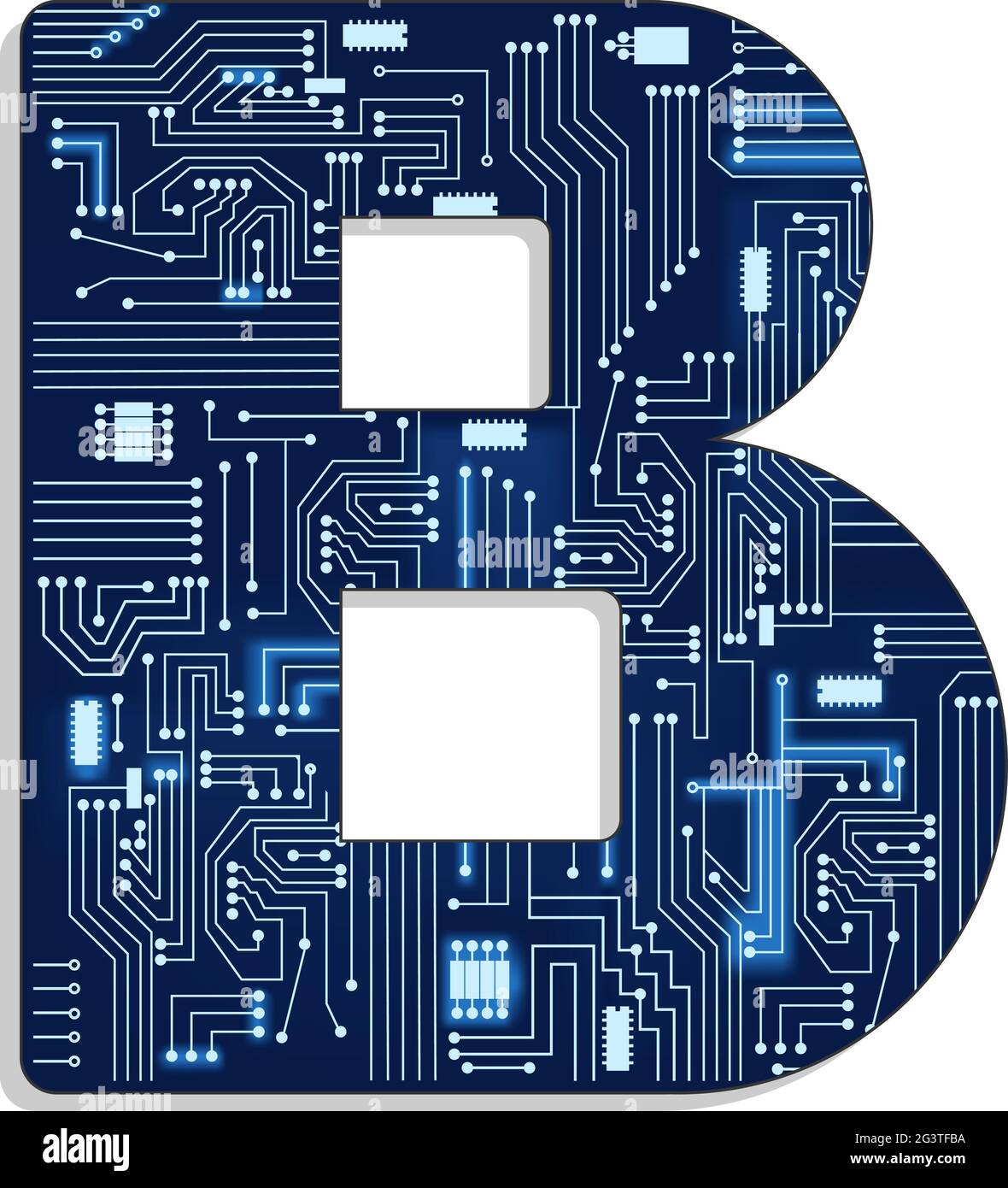 Letter "b" from technology's stylized alphabet with electronic circuit ...
