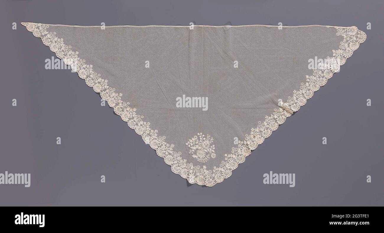 Fichu from edge embroidery on machine tulle with exotic flowers. Fichu ...