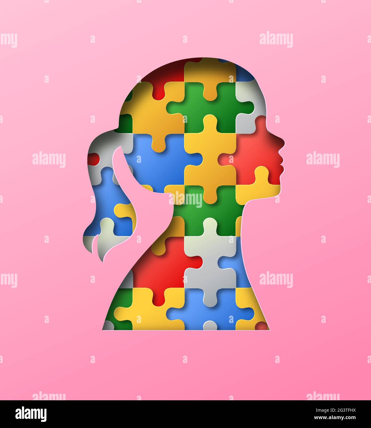 Girl with puzzle Stock Vector Images - Alamy