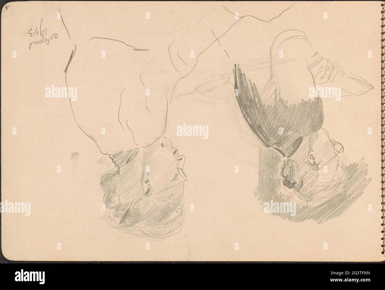 Reading Joanna Lion Cachet Cordes. Leaf 4 Verso from a sketchbook with ...