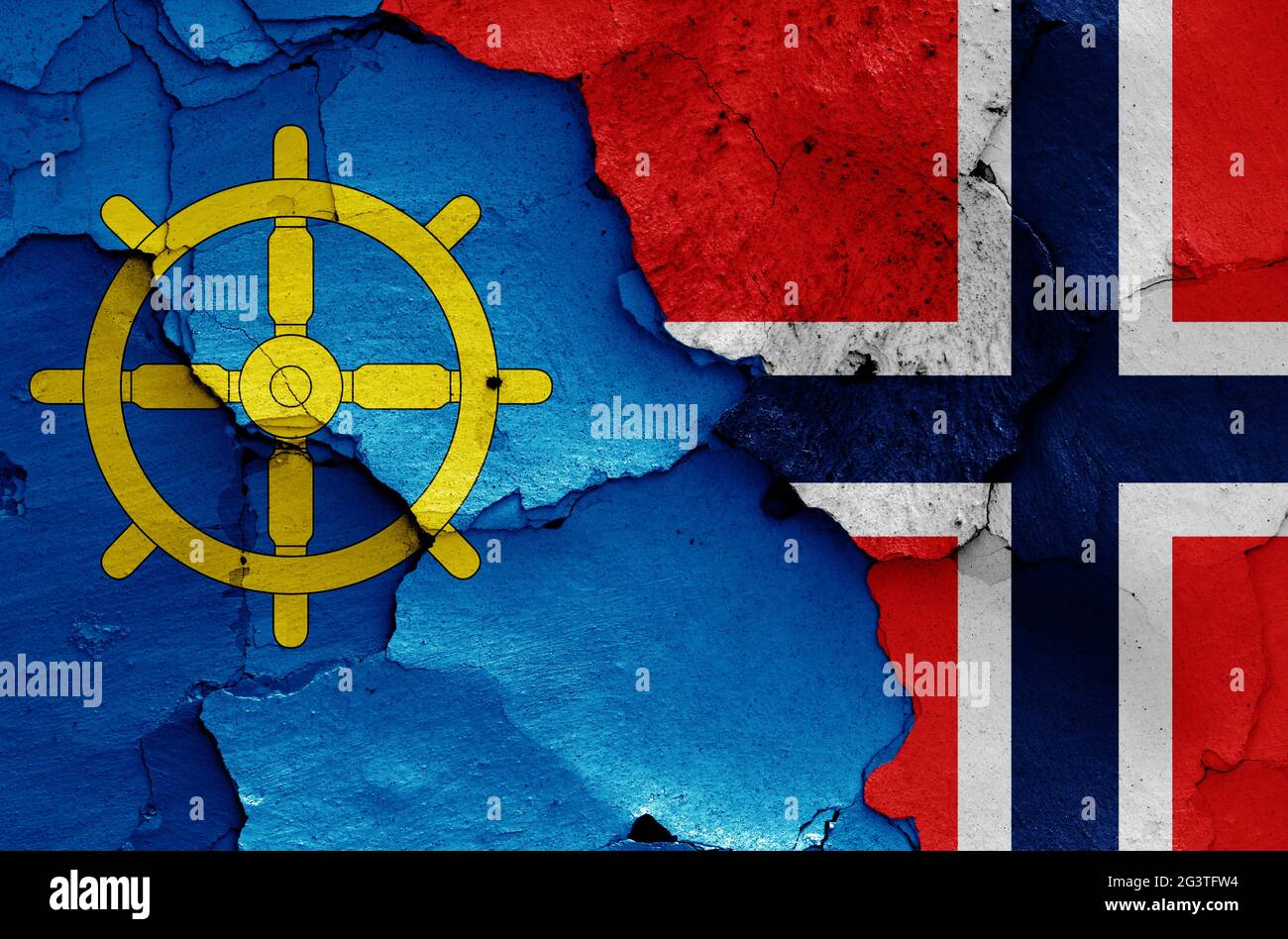 Flags of Bamble and Norway painted on cracked wall Stock Photo - Alamy