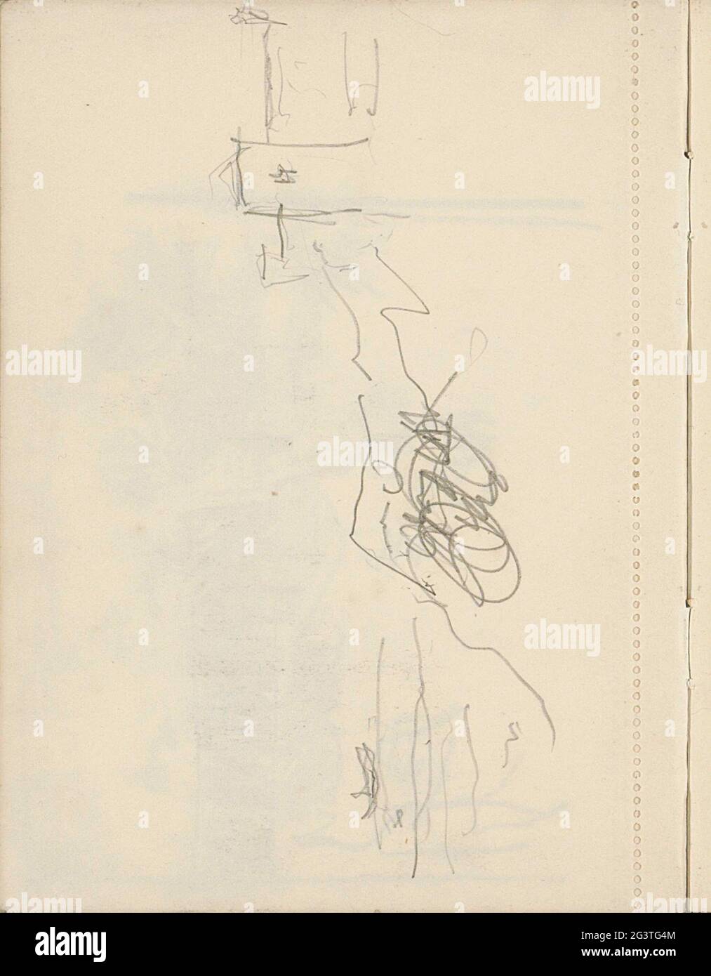 Landscape with a building. Leaf 13 Verso from a sketchbook with 71 sheets Stock Photo - Alamy