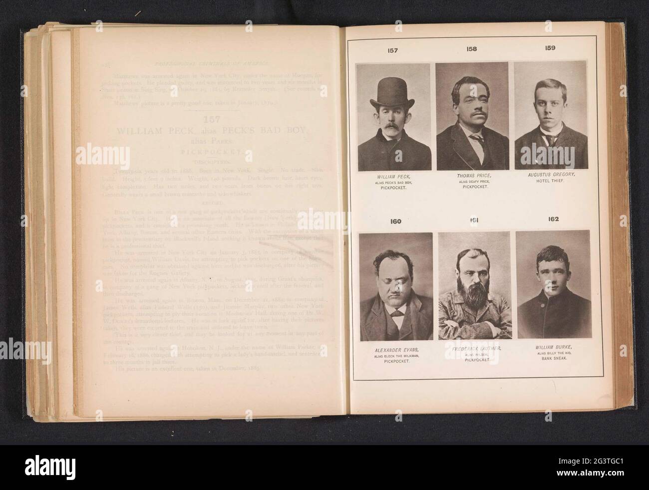Six portraits of pickpockets and scammers. At the top left William Peck ...