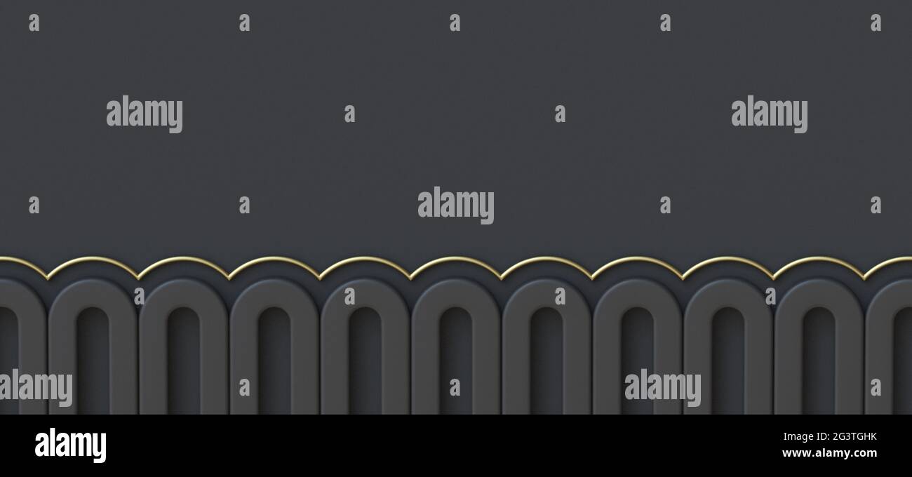 Abstract background architectural colonnade with golden line 3D Stock ...