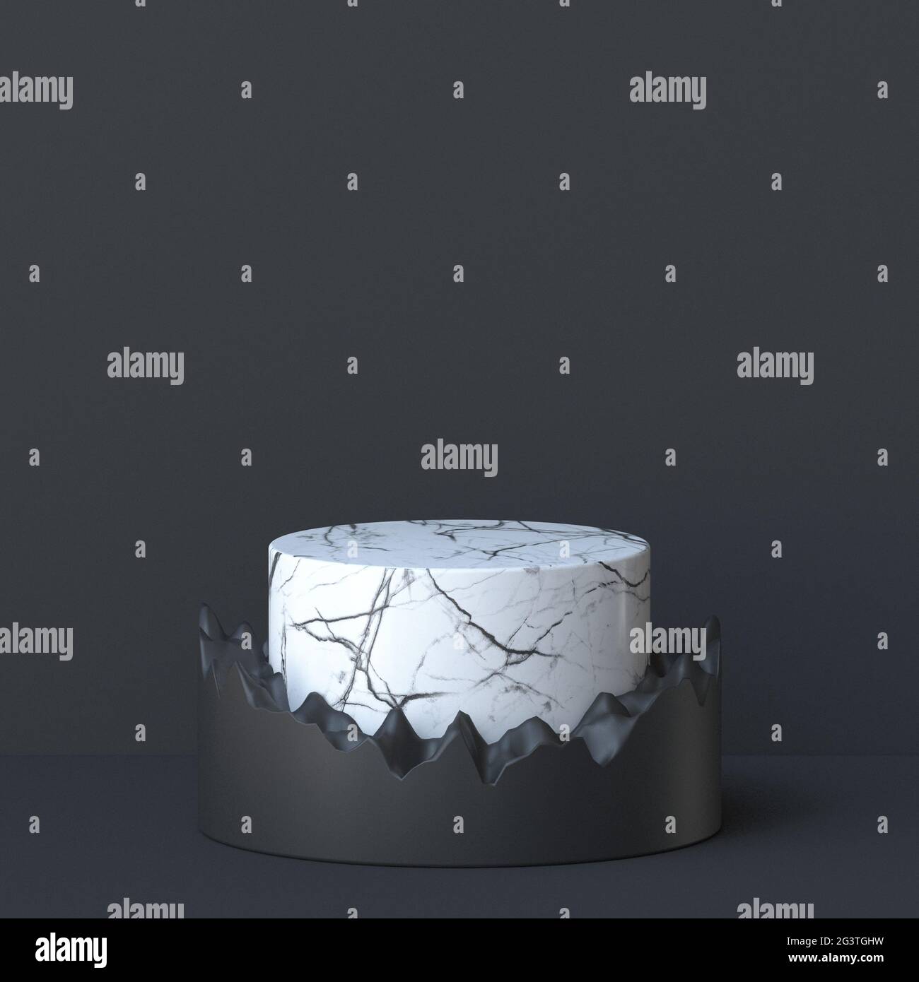 Abstract background white marble cylinder with sharp black edges 3D ...
