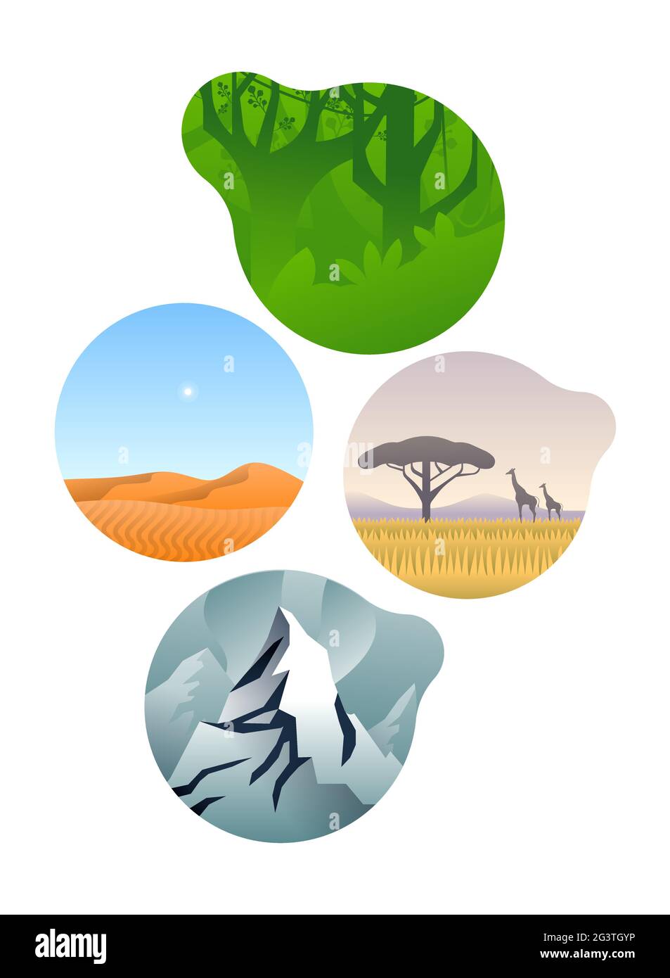 Diverse ecosystem illustration collection on isolated background ...