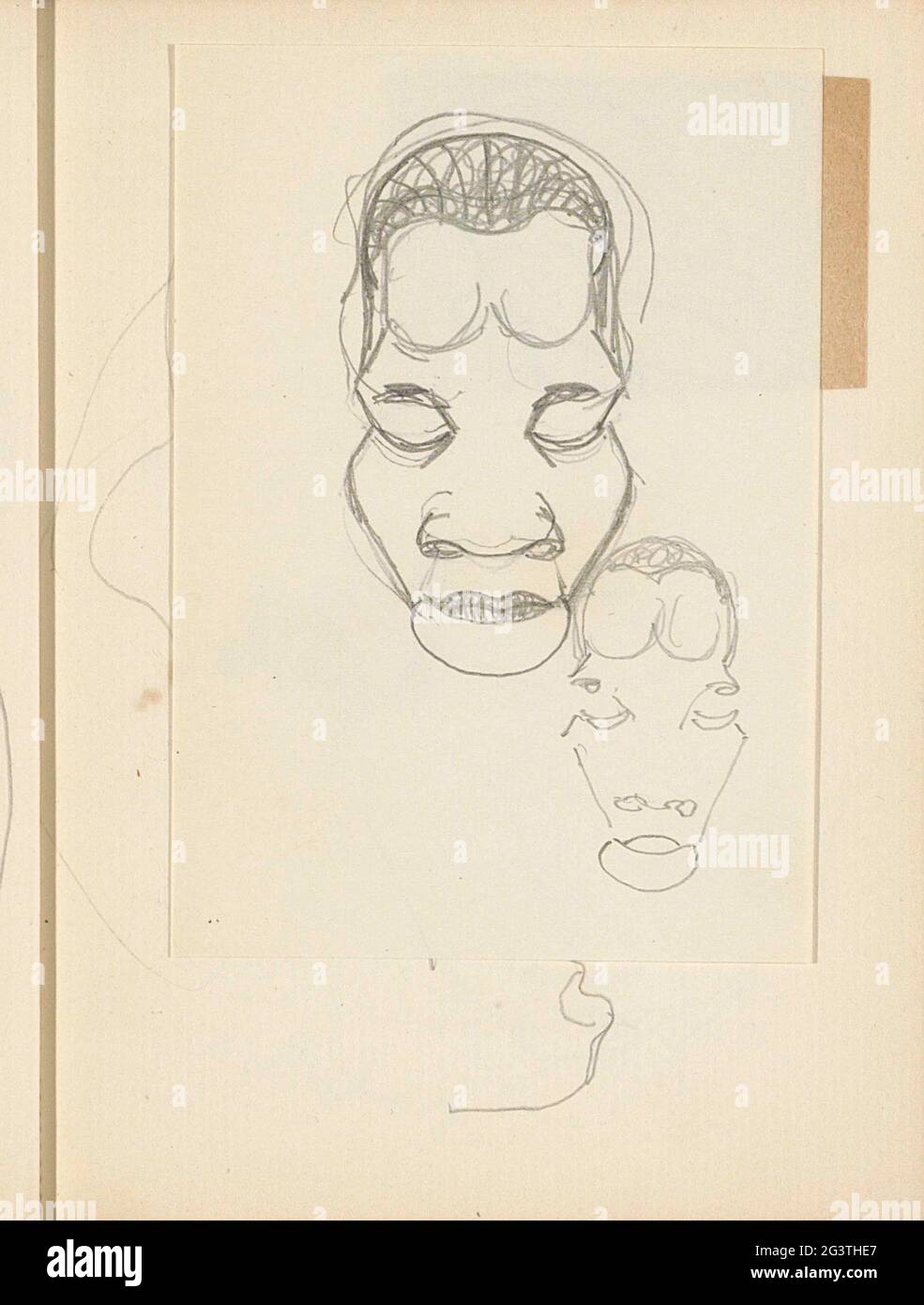 Heads of an African man. Loose drawing between sheet 21 Verso and 22 ...