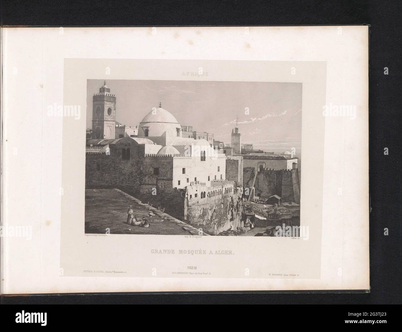 View of the Great Mosque in Algiers; Grande Mosquée a Alger; Afrique ...