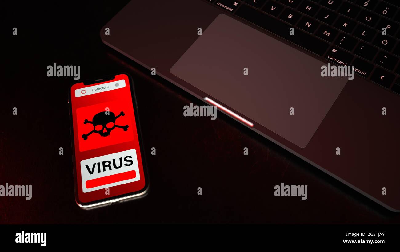 Virus Smartphone Infection Stock Photo - Alamy