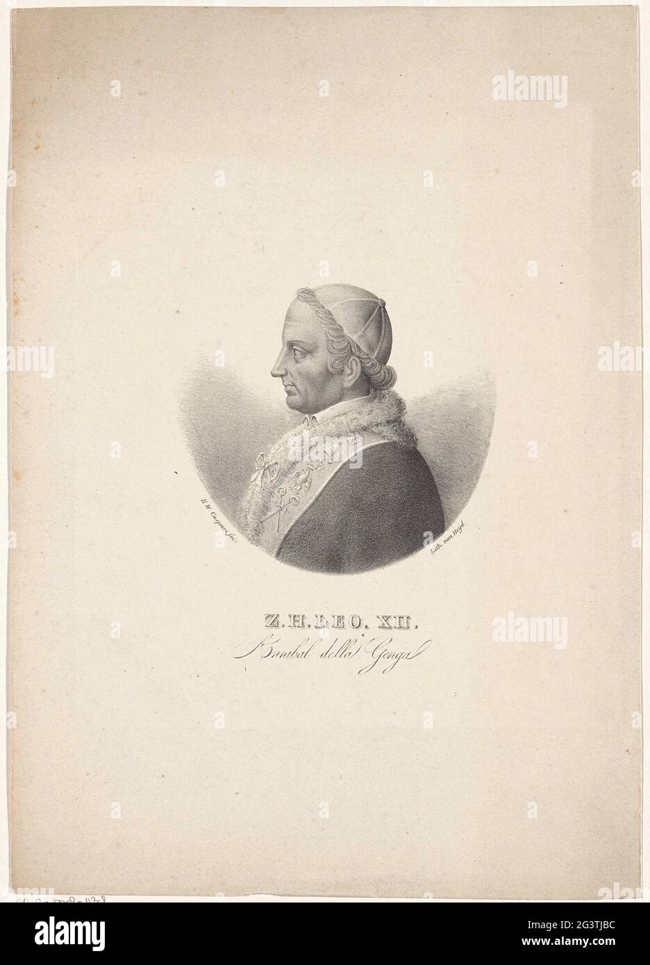 Portrait of Pope Leo XII. The person portrayed and profil is shown and ...