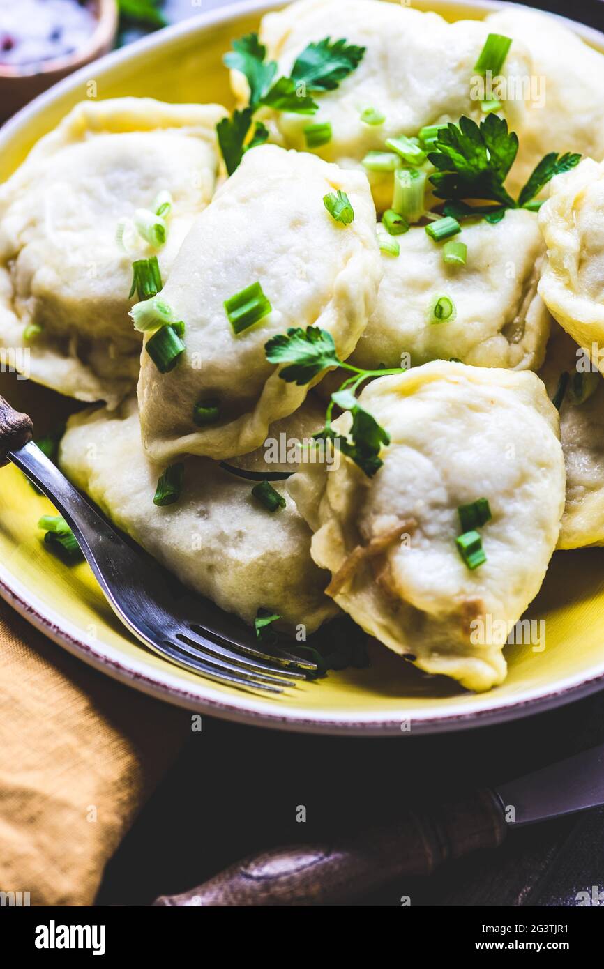 Ukrainian vareniki with potato Stock Photo - Alamy