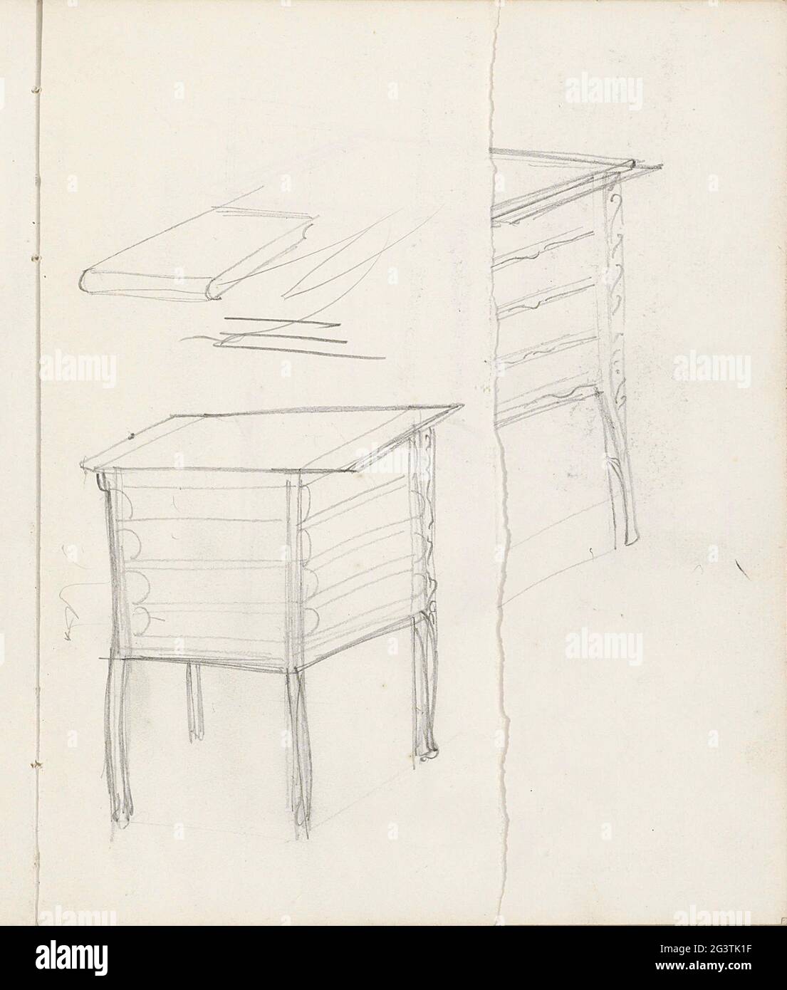 Design for a cupboard. Leaf 6 Recto from a sketchbook with 15 sheets ...