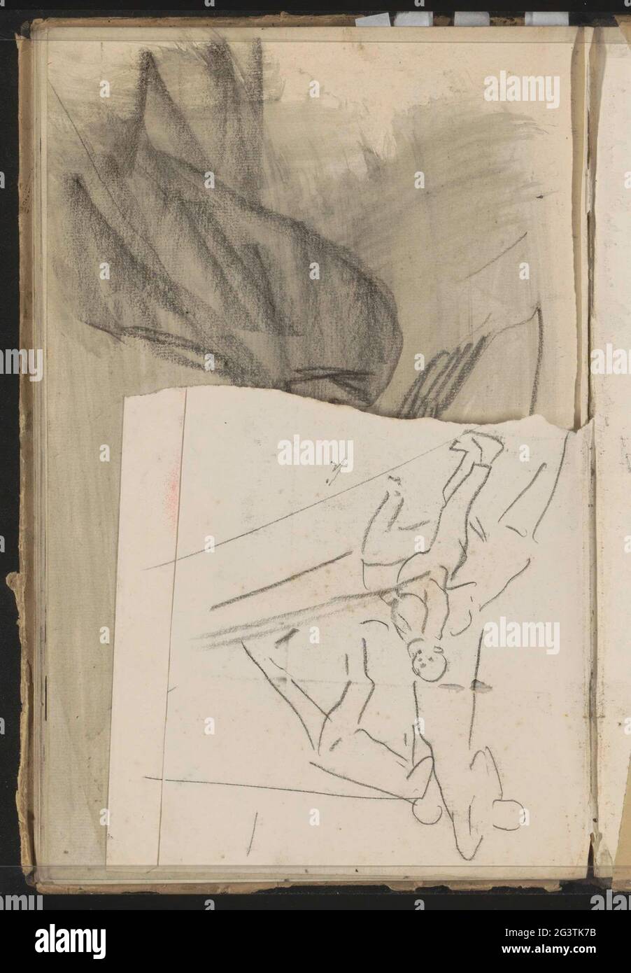 Pulling and pushing figures. Leaf 38 Verso from a sketchbook with 38 ...