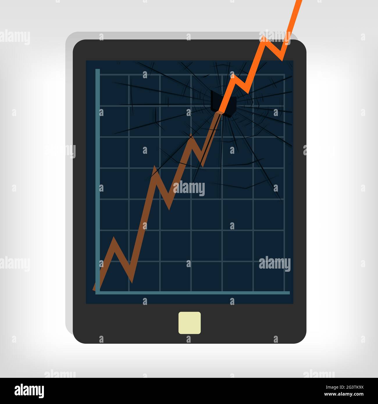 Growth chart breaking tablet monitor. Gray background. Editable Stock ...