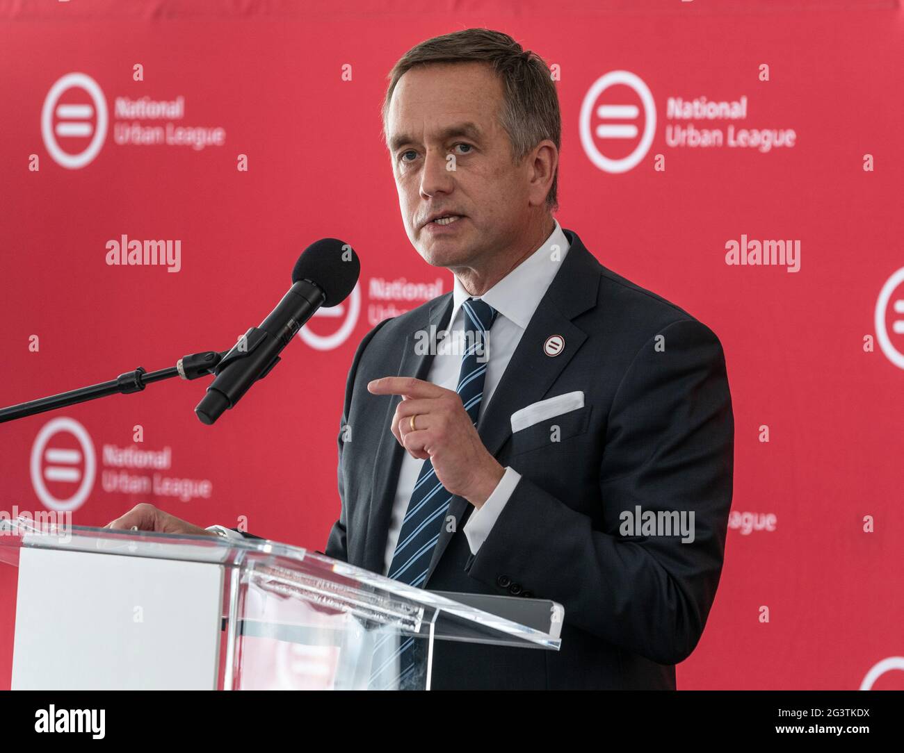 New York, NY - June 17, 2021: Tim Murphy speaks at construction kickoff ...