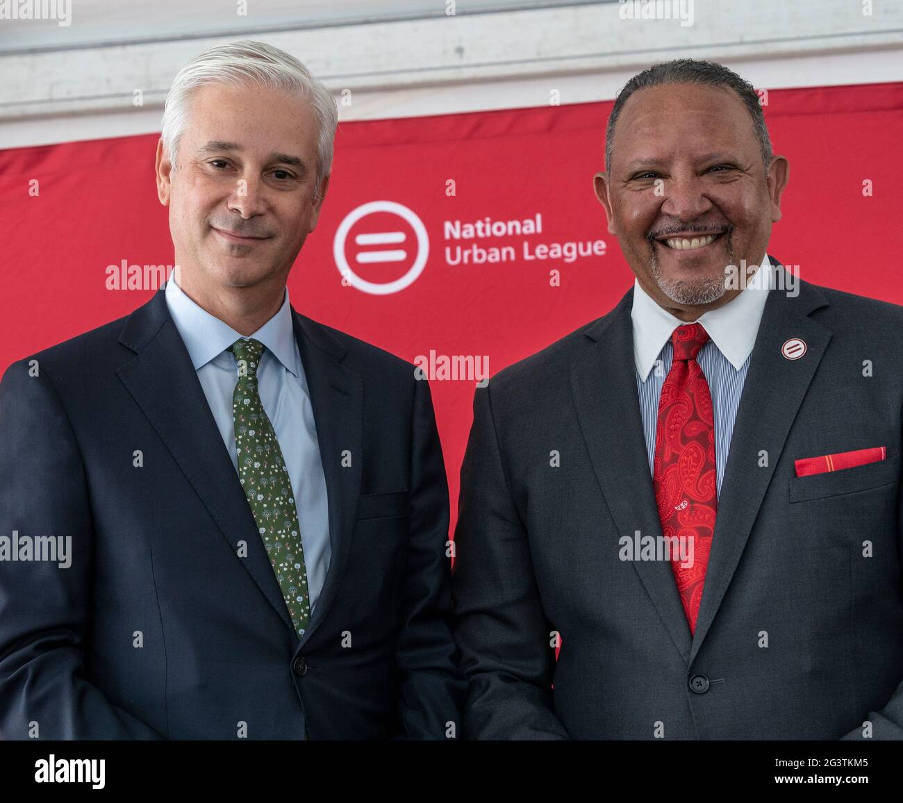 New York, NY - June 17, 2021: Charlie Scharf and Marc Morial attend ...