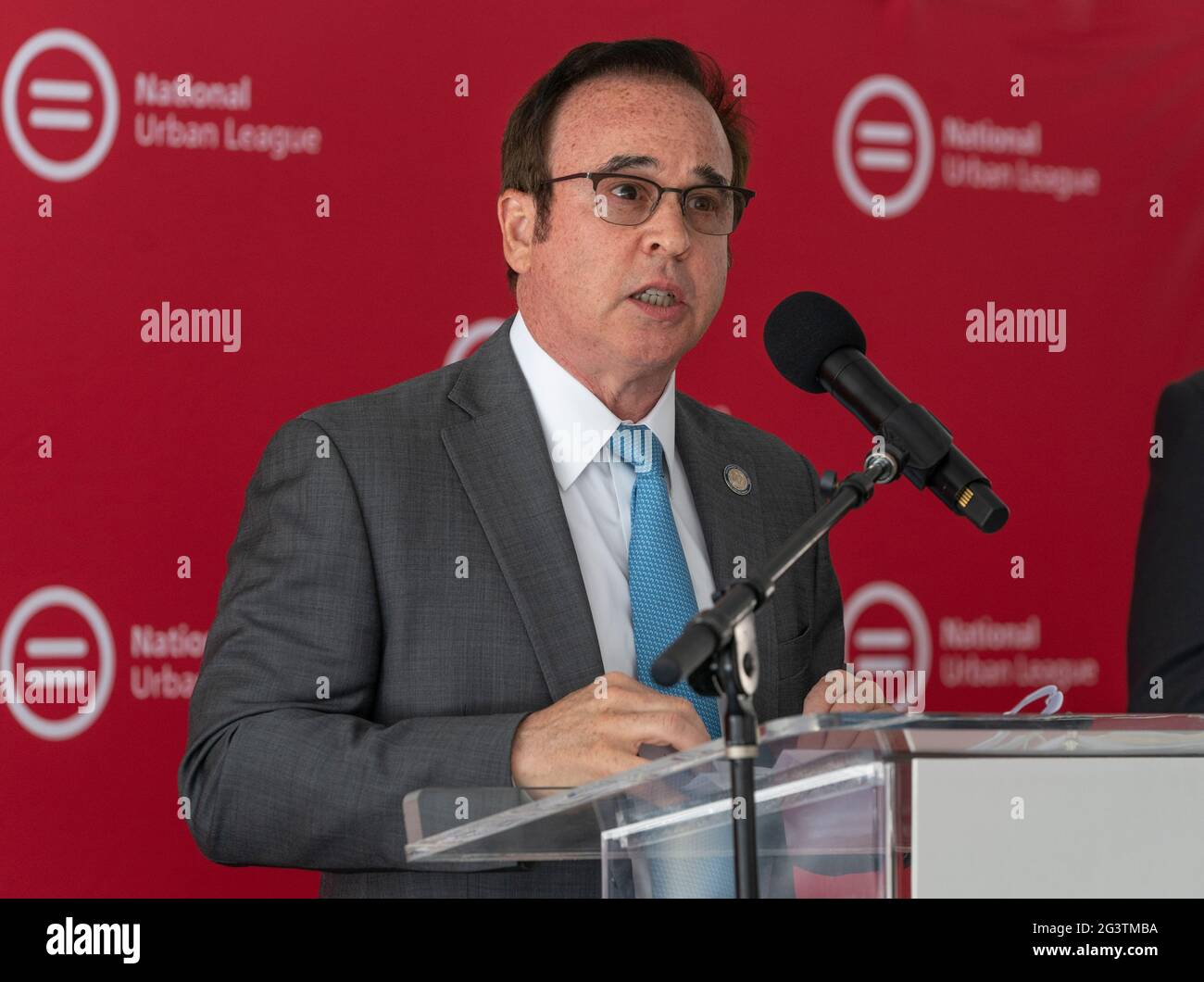 New York, NY - June 17, 2021: Eric Gertler speaks at construction ...