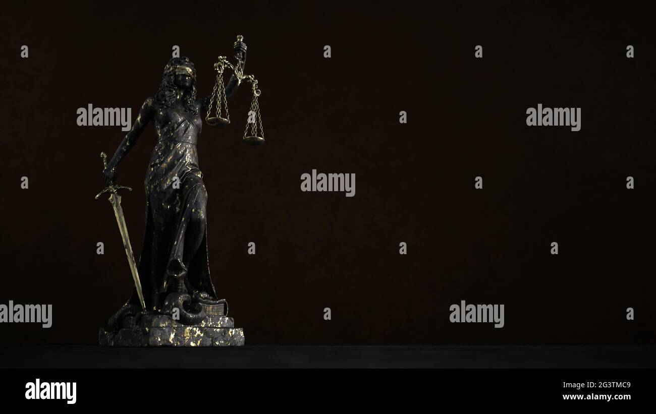 Corroded Lady of Justice Statue - outdated laws Stock Photo - Alamy