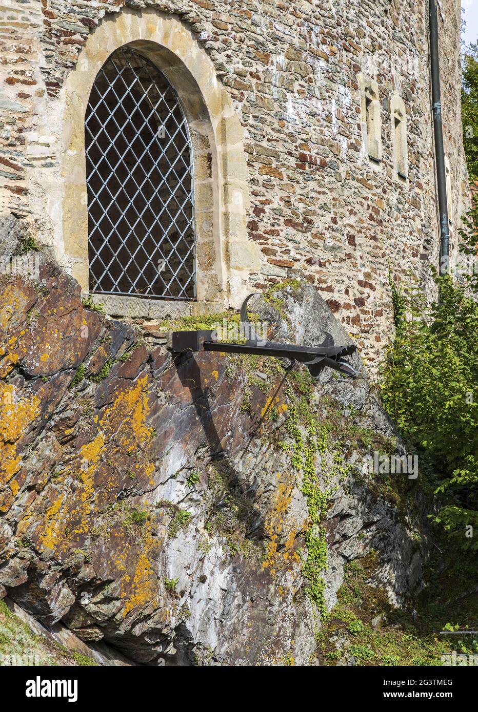 The barrier in the castle wall of the core castle of Lauenstein with an ...