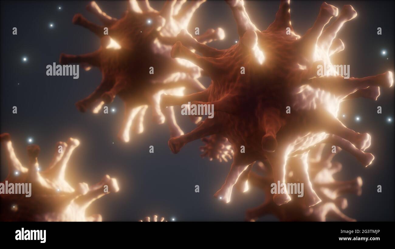 Bacteria virus or germs microorganism cells under microscope with depth ...