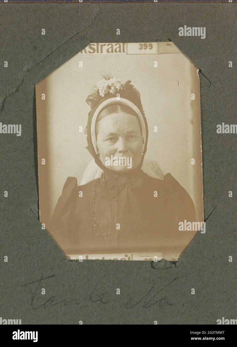 Portrait of a woman with a hat, referred to as 'aunt after'. Part of ...