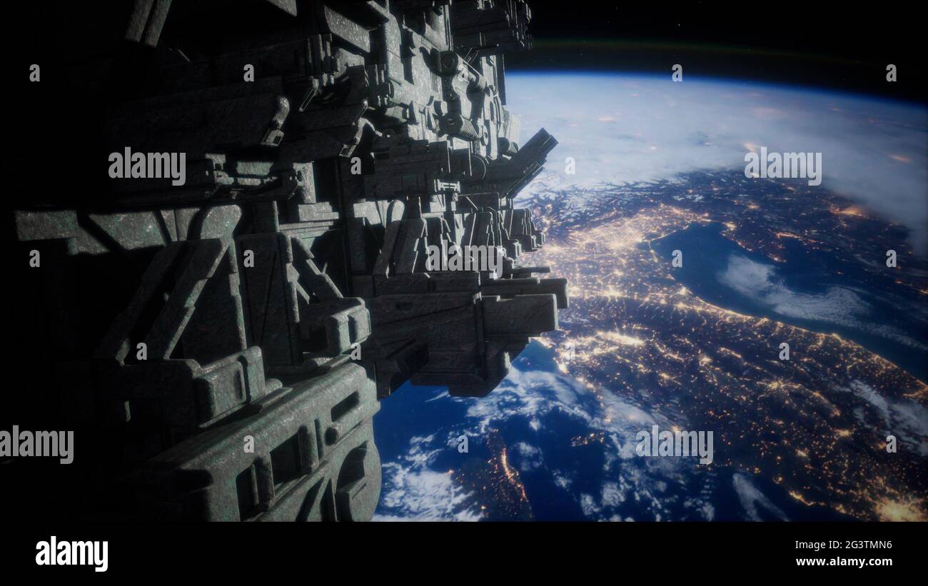 Motherships taking position over Earth for a coming invasion Stock ...