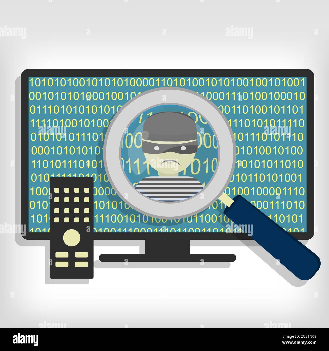 A magnifying glass detected a hacker (thief) on smart tv Stock Vector ...