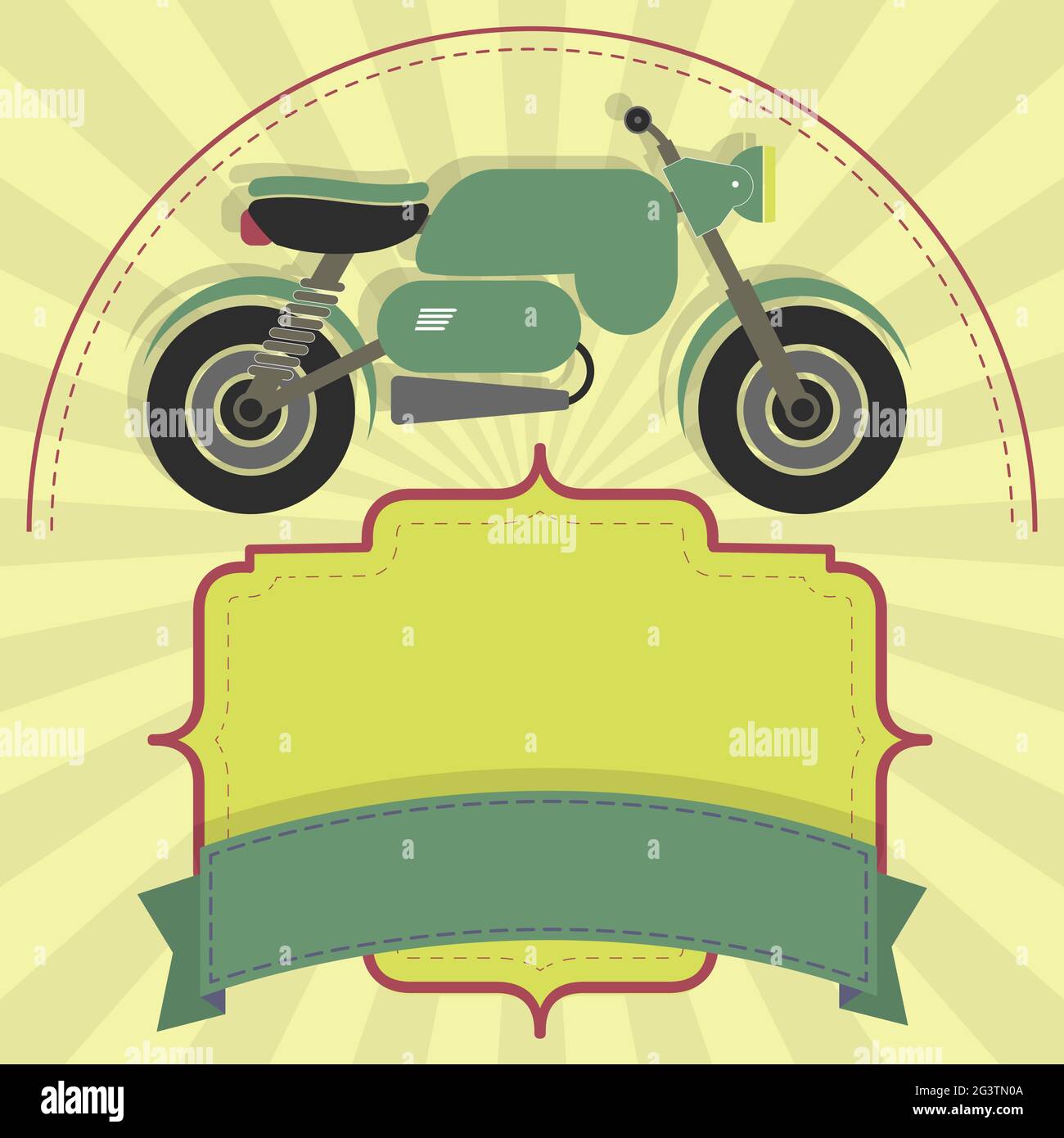 Stylish banner motorcycle with label and ribbon for insert text. Copy ...