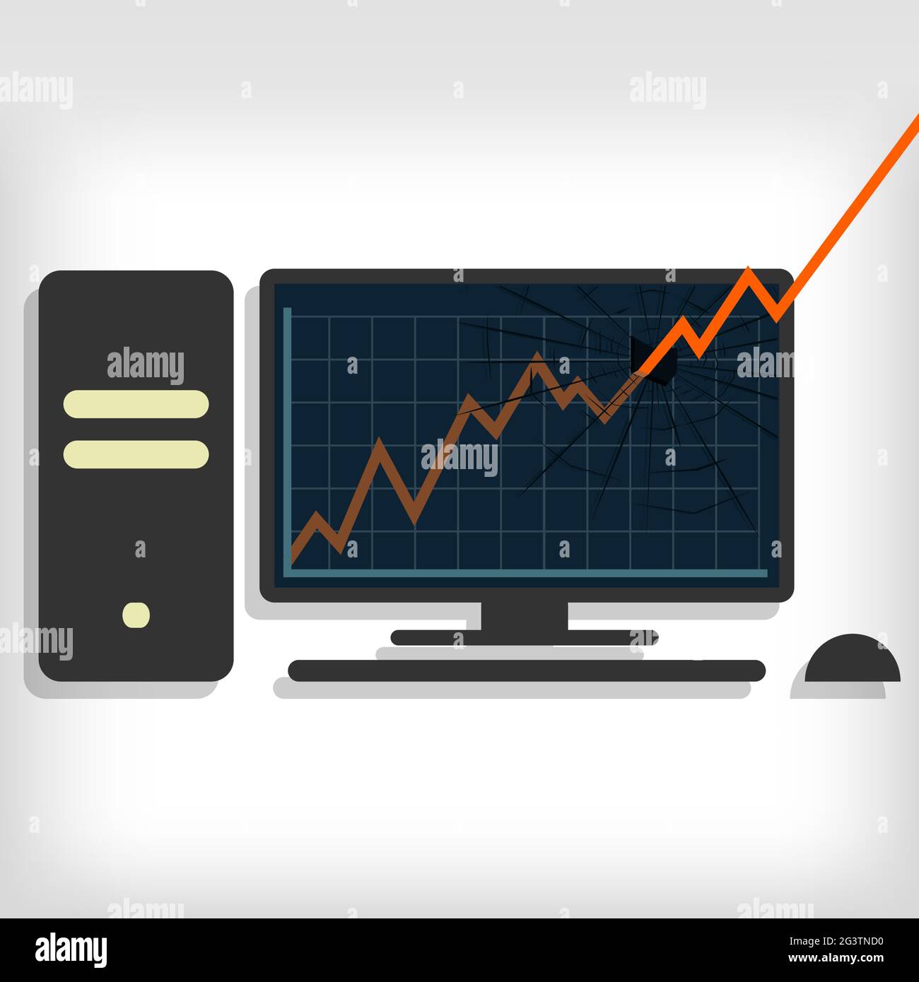 Growth chart breaking pc monitor. Gray background. Editable Stock ...