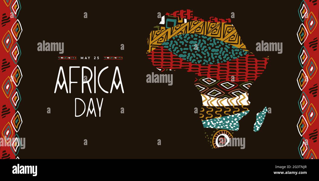 Africa Day greeting card illustration for 25 may celebration. African ...