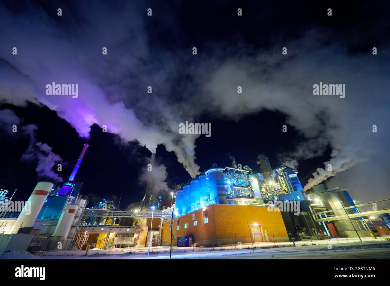 Factory at Night Air Pollution From Industrial Smoke Stock Photo - Alamy