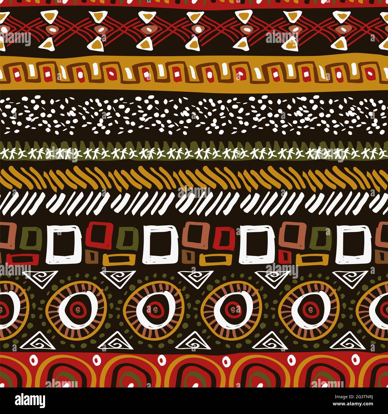 Abstract African Art Style Seamless Pattern Hand Drawn Tribal