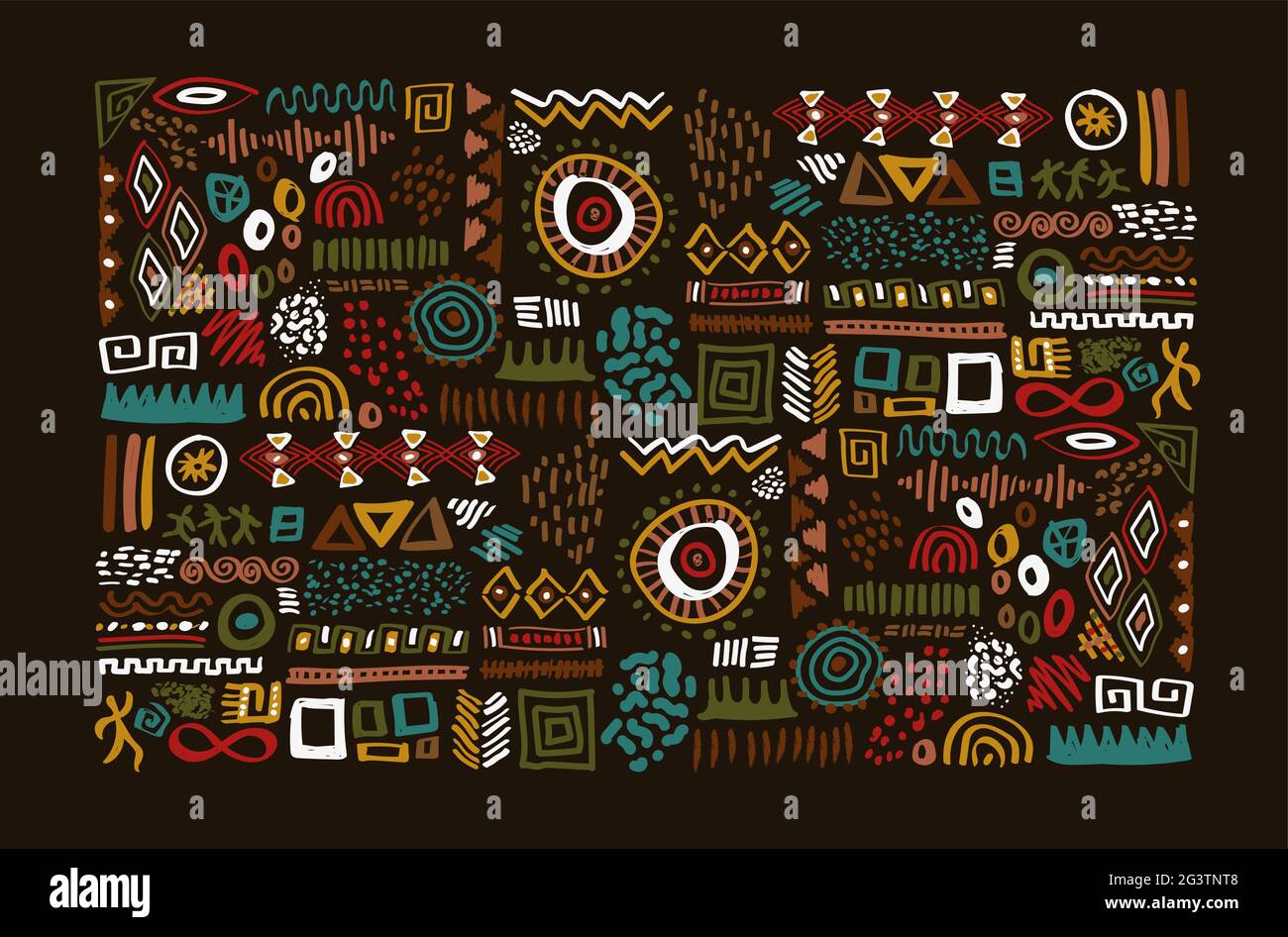 Colorful african art decoration background in traditional hand drawn ...