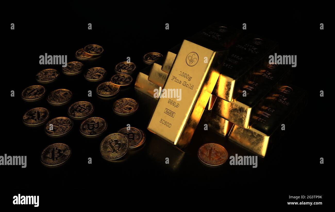 Fine gold bars bitcoin coins hi-res stock photography and images - Alamy